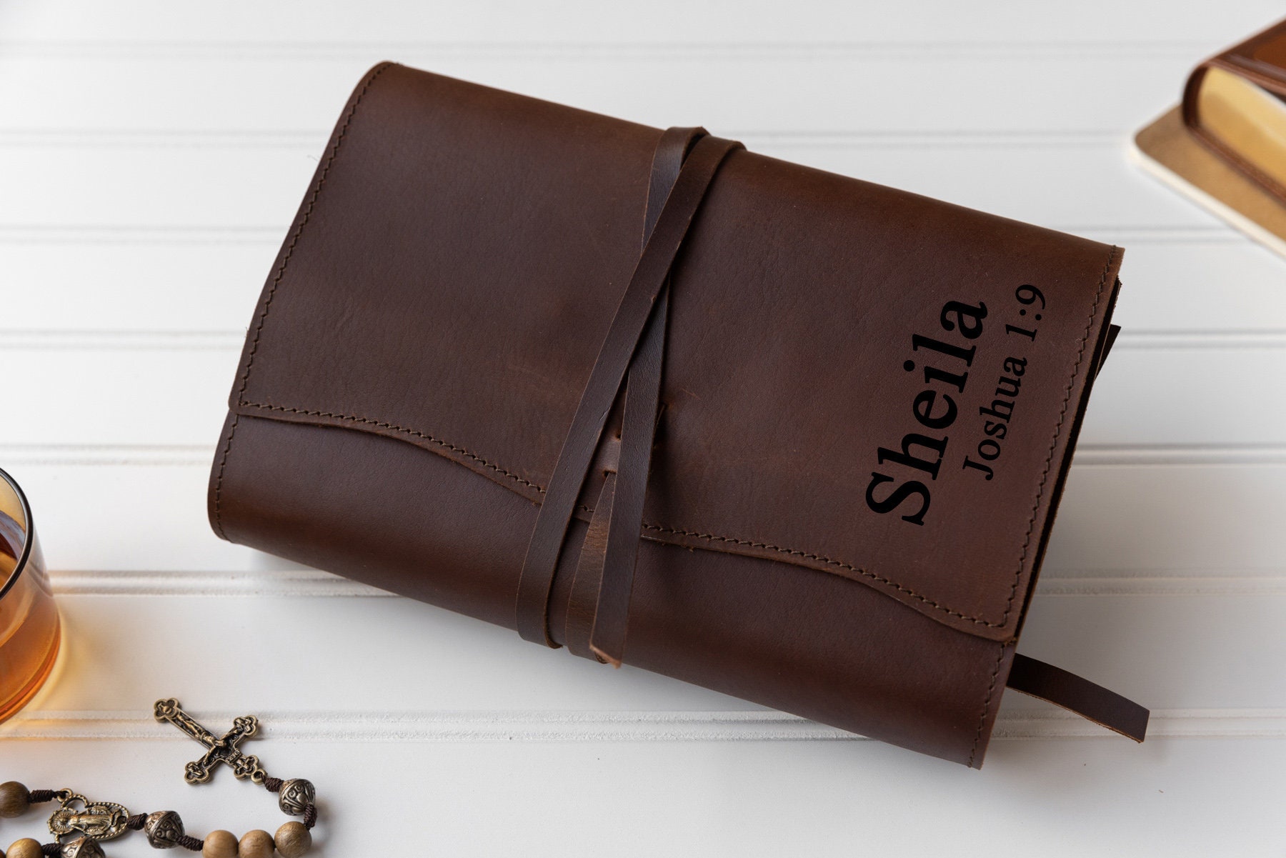 Genuine Leather Bible Cover Case, Personalized Custom Engraved Bible ...