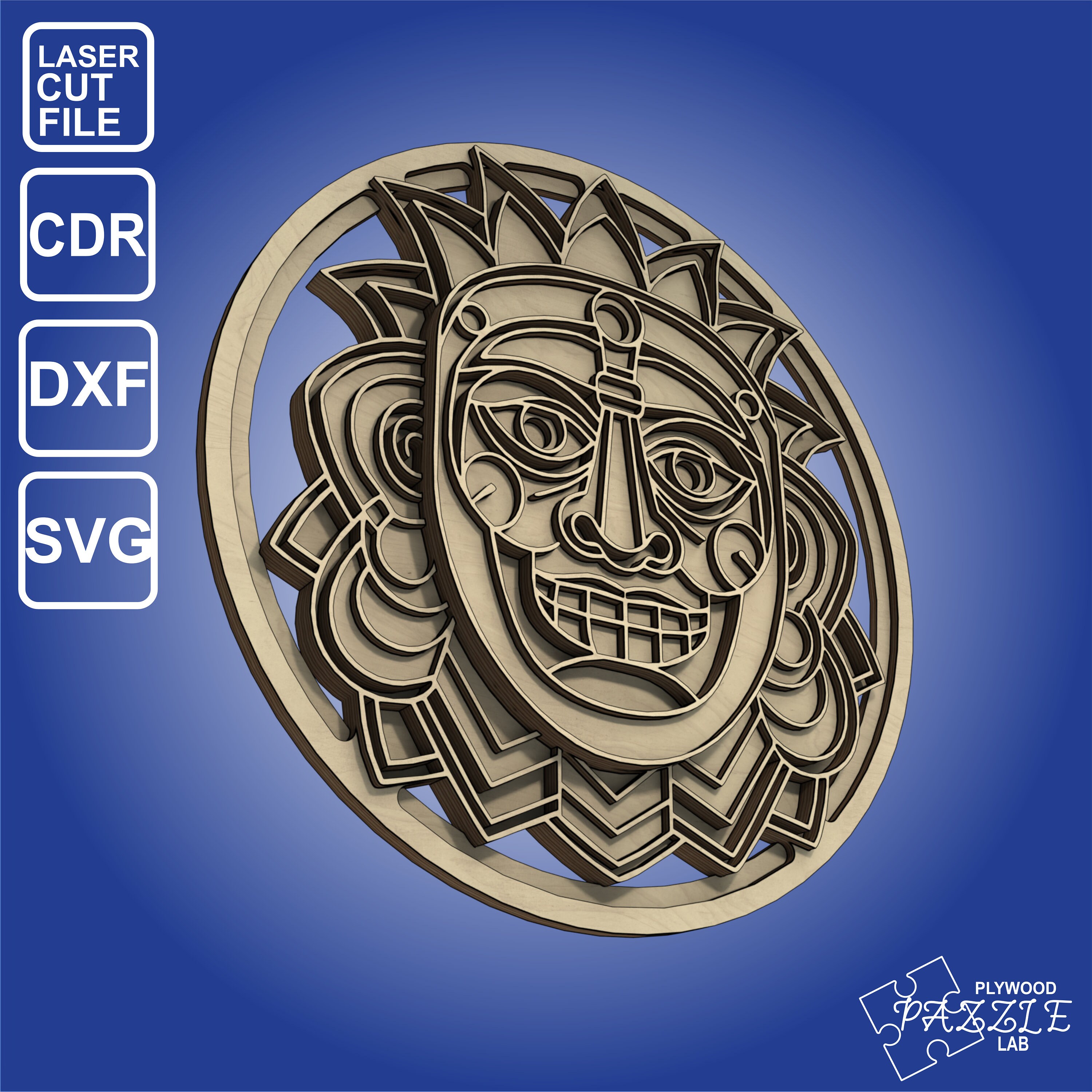 Peruvian Style Mask | Lasser Cut File Multilayer .cdr, .dxf, .svg, .ai ...