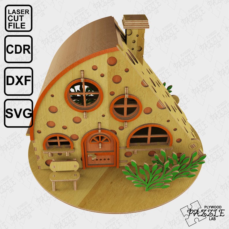 Cheese House Lasser Cut File .cdr, .dxf, .svg, .ai. 3d Puzzle File ...