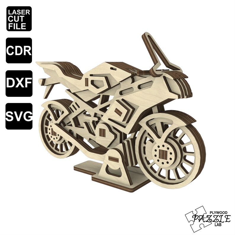 SPORT BIKE. Lasser Cut File .cdr, .dxf, .svg, .ai. 3d Puzzle File ...