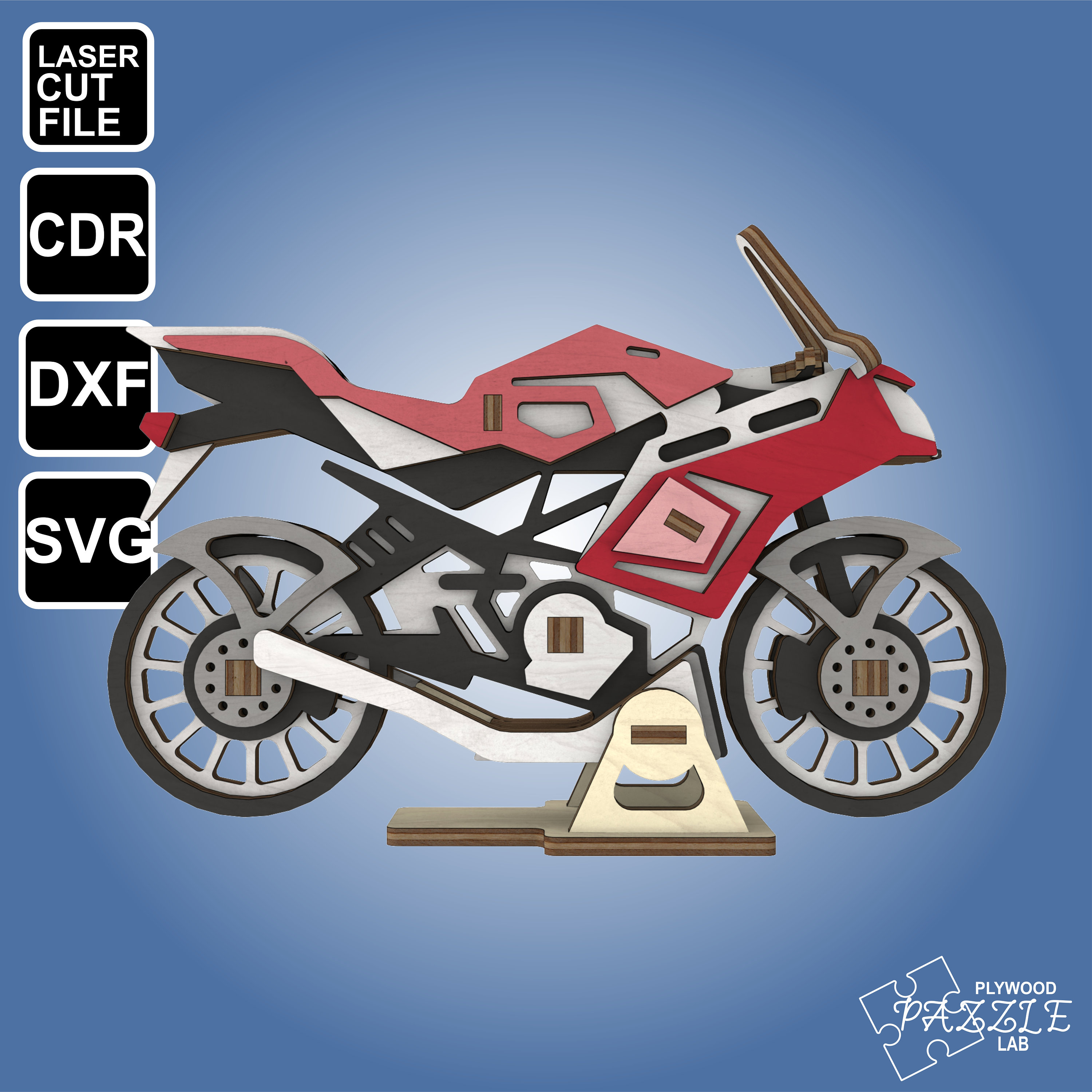 SPORT BIKE. Lasser Cut File .cdr, .dxf, .svg, .ai. 3d Puzzle File ...