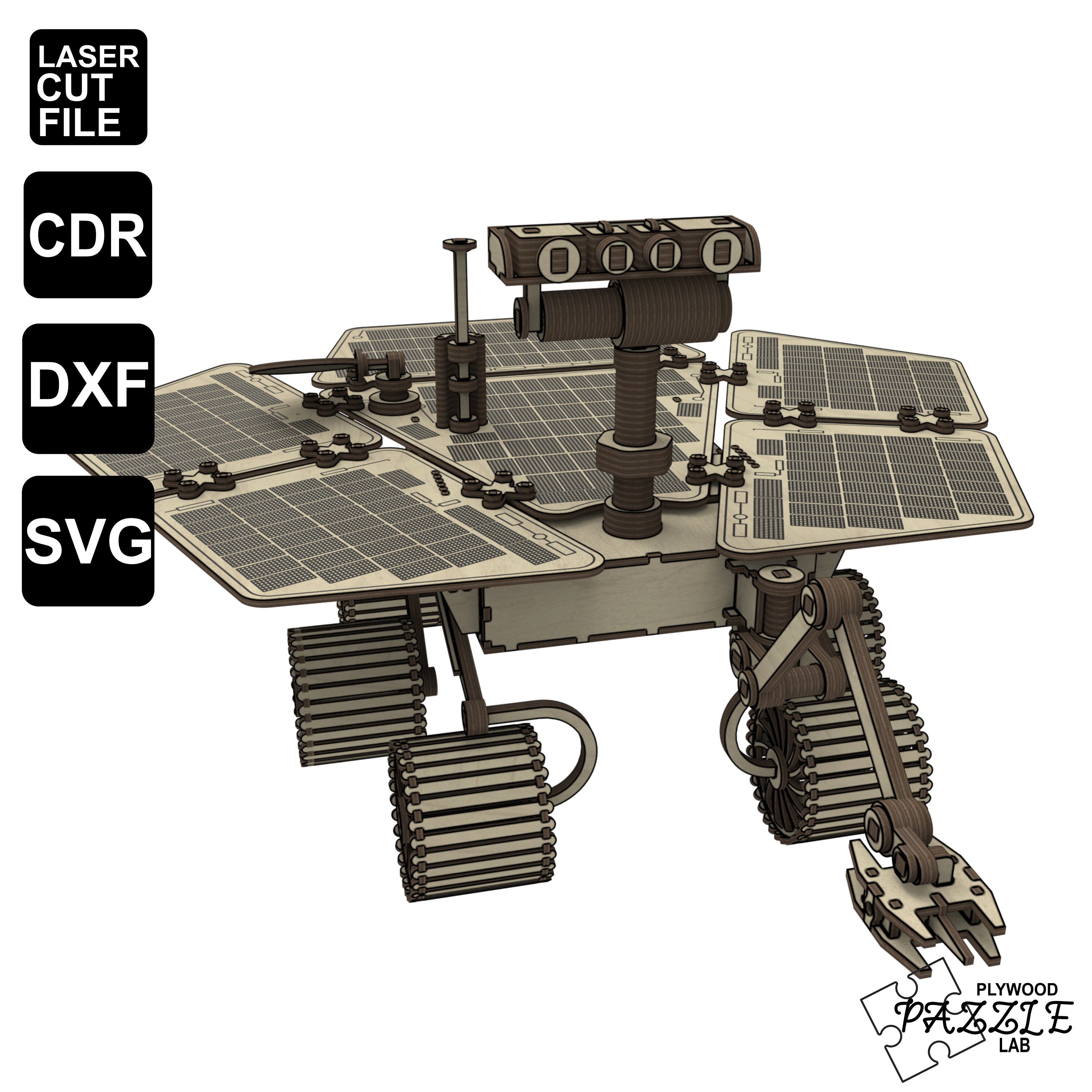Mars Rover Spirit. Lasser Cut File .cdr, .dxf, .svg, .ai. 3d Puzzle ...
