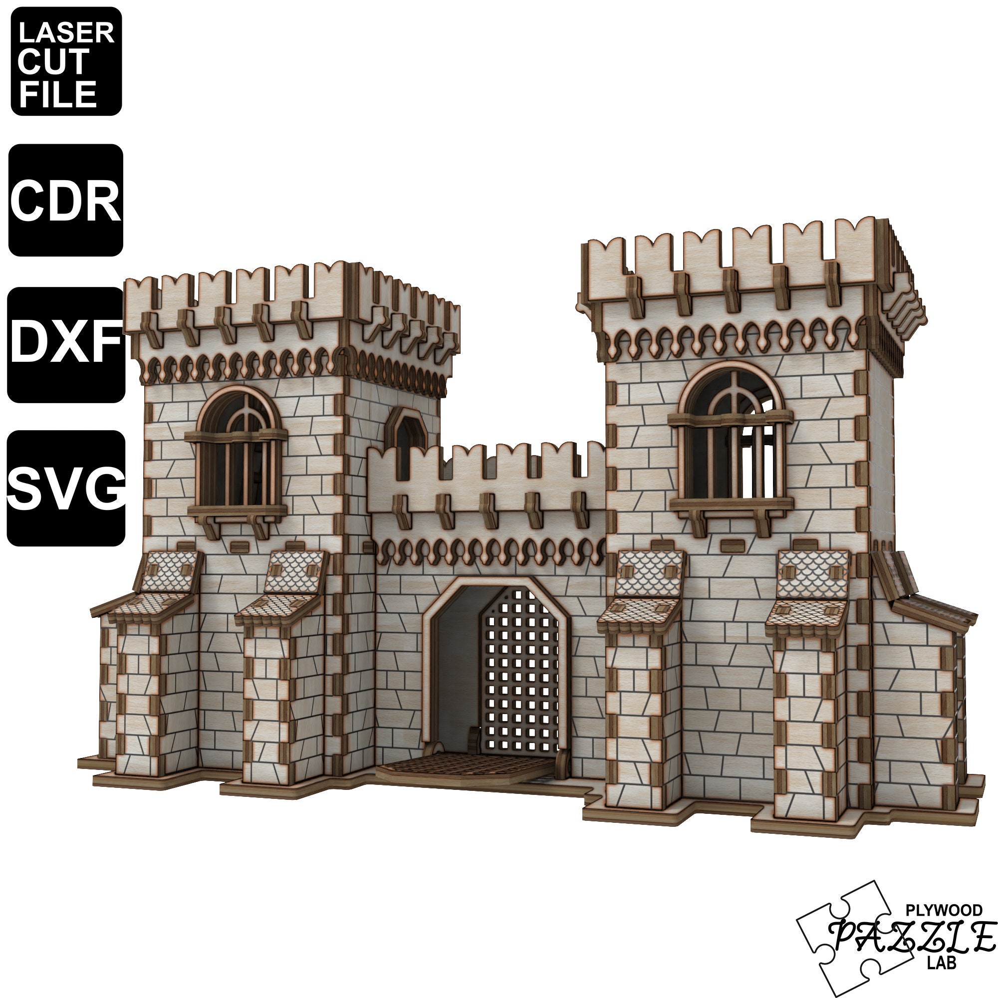 Castle Gate Lasser Cut File .cdr, .dxf, .svg, .ai. 3d Puzzle File ...