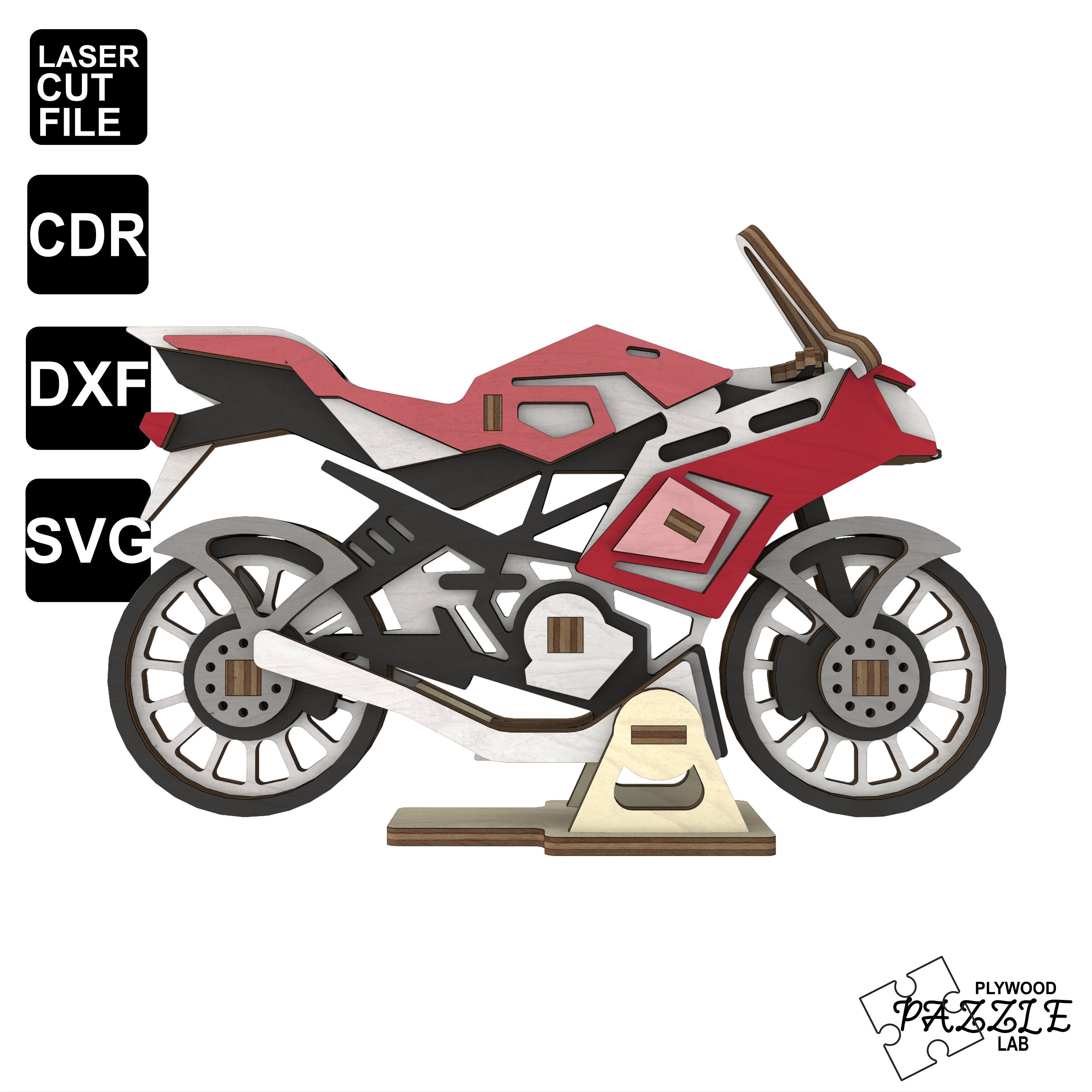 SPORT BIKE. Lasser Cut File .cdr, .dxf, .svg, .ai. 3d Puzzle File ...