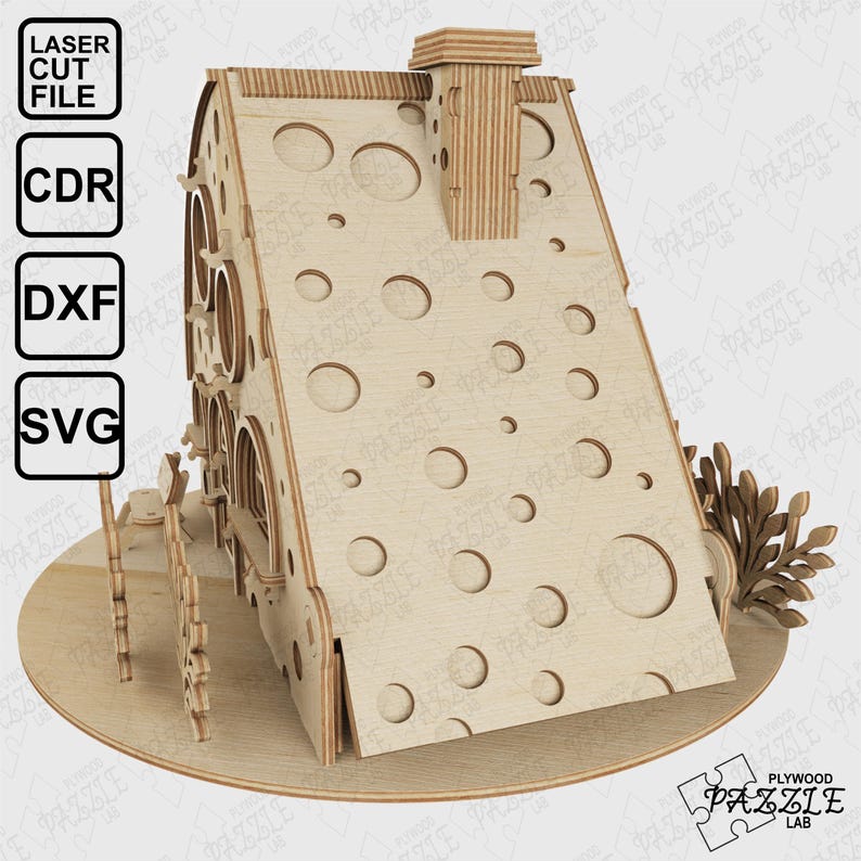 Cheese House Lasser Cut File .cdr, .dxf, .svg, .ai. 3d Puzzle File ...