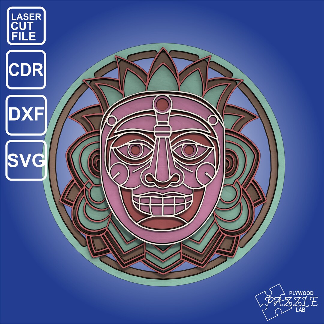 Peruvian Style Mask | Lasser Cut File Multilayer .cdr, .dxf, .svg, .ai ...