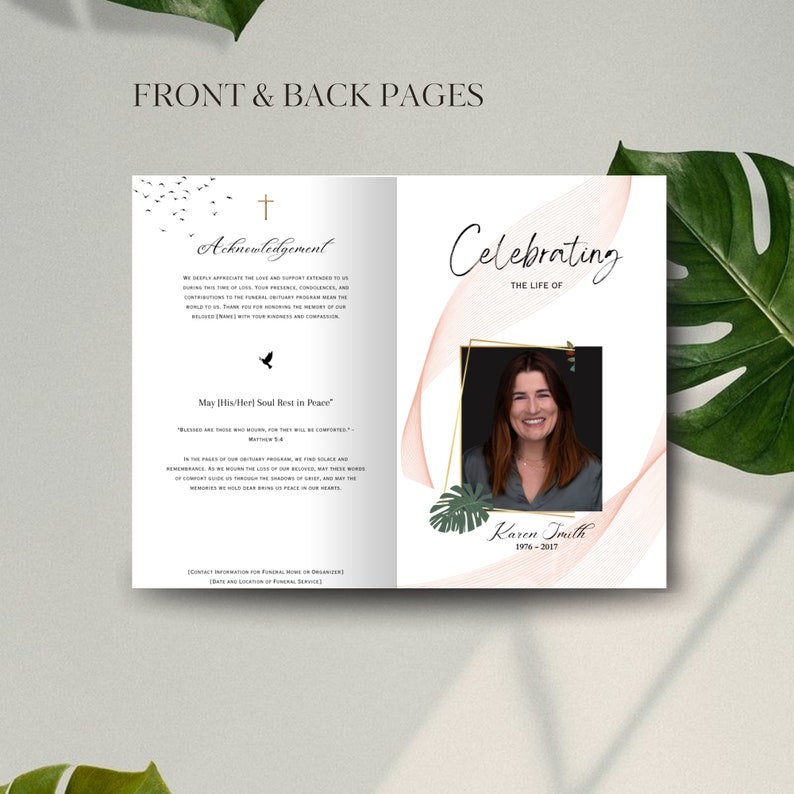 Funeral Programs Template Template Editable in Canva Printable ...