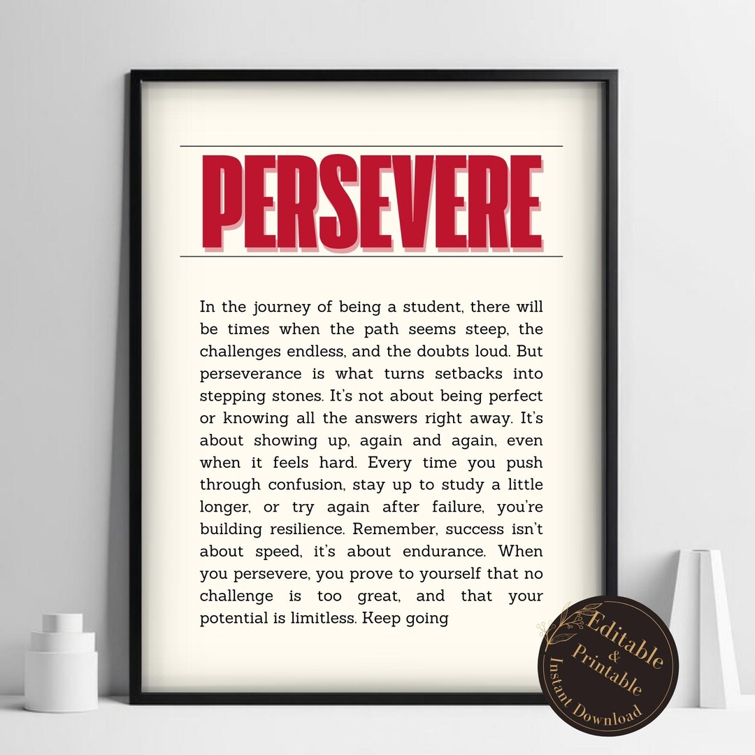 Persevere Poster, Classroom Decor, Minimalist Classroom Rules, Wall Art ...