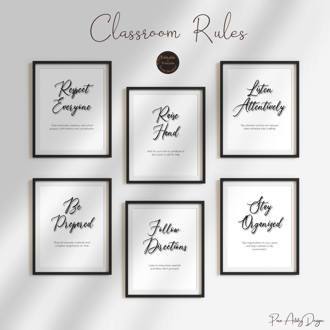 Minimalist Classroom Rules, Classroom Rules for Teachers Classroom ...