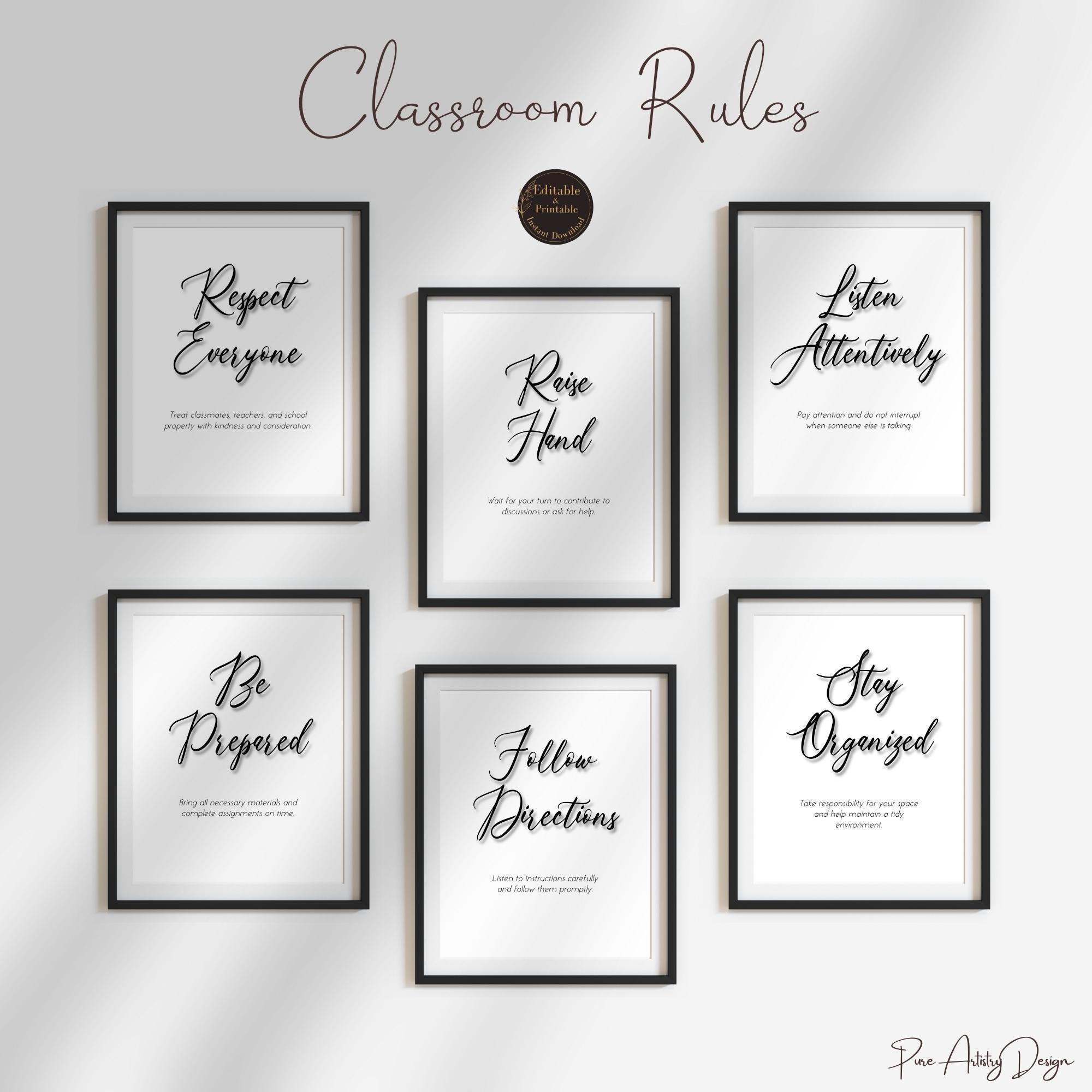 Minimalist Classroom Rules, Classroom Rules for Teachers Classroom ...