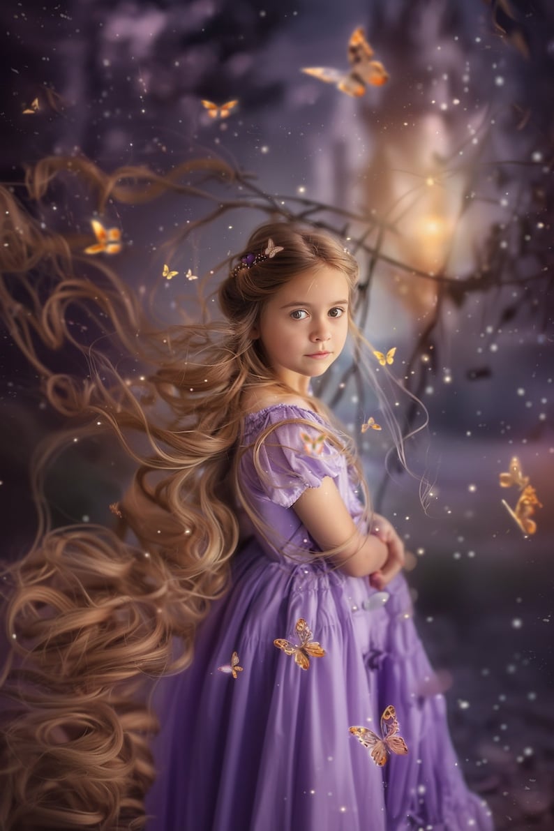 Digital Little Girl Portrait, Photorealistic, Rapunzel, Detailed ...