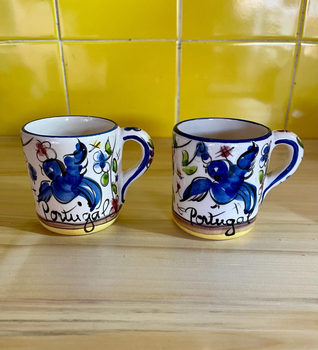 Pair of Coffee Cups. Ceramics From Portugal, Hand Painted in Various ...