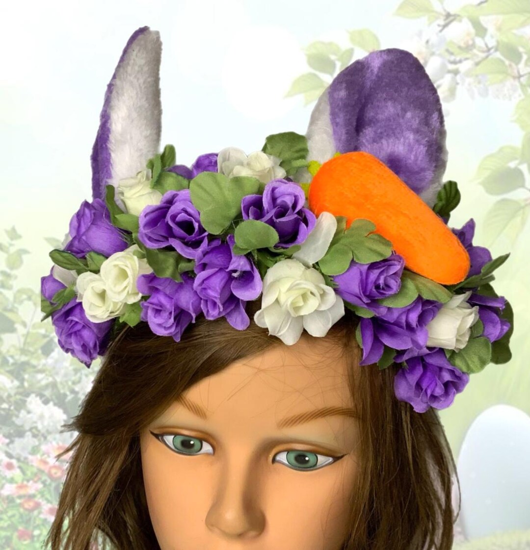 Easter Bunny Ears Crown: Floral Party Headband - Etsy
