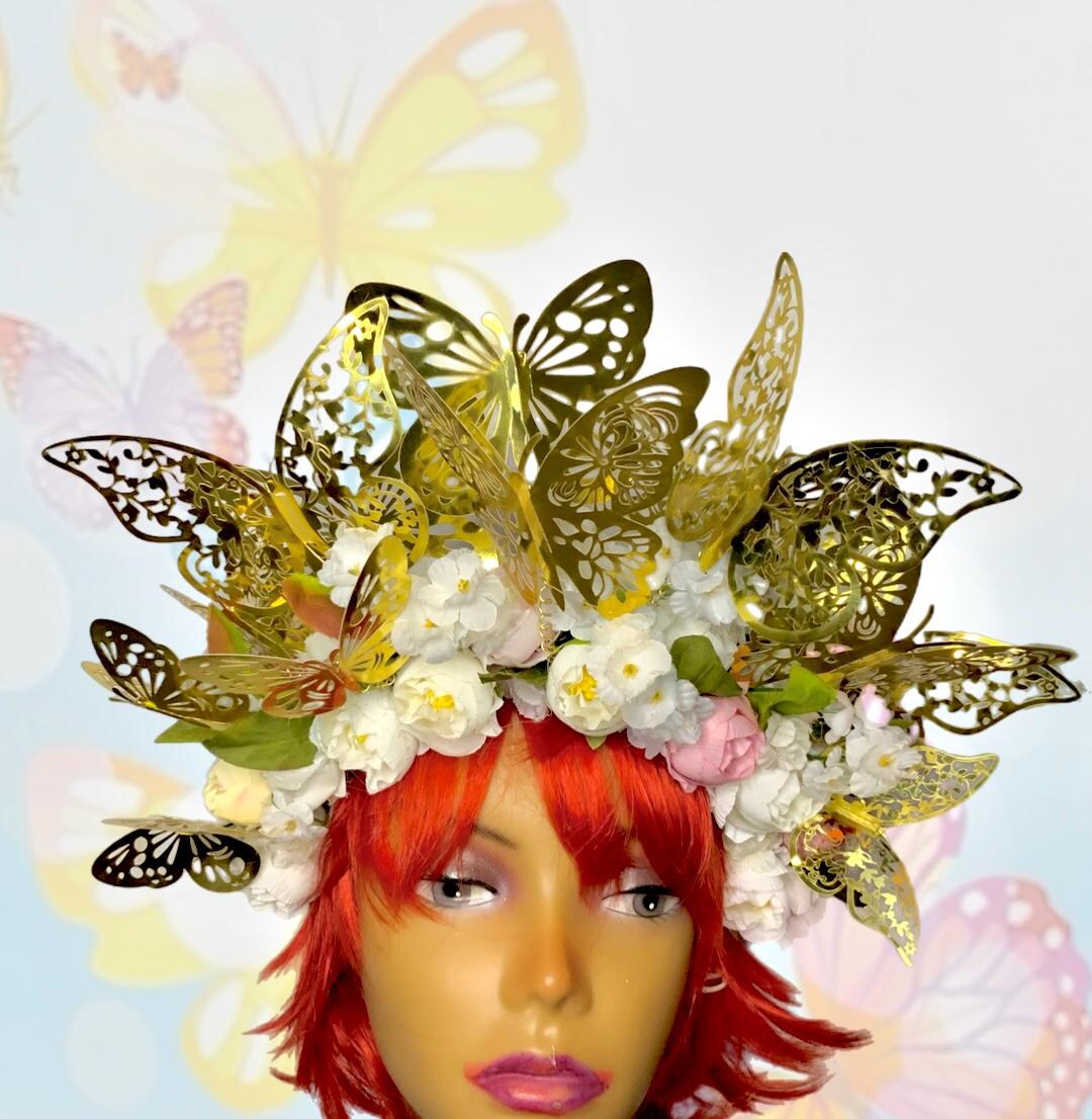 Butterfly Party Crown, Golden Butterfly Headband - Etsy