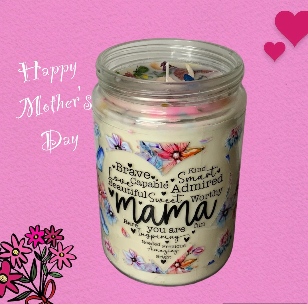 Mother's Day Candle Mason Jar Handmade Candle Dried Flowers Candle Gift ...