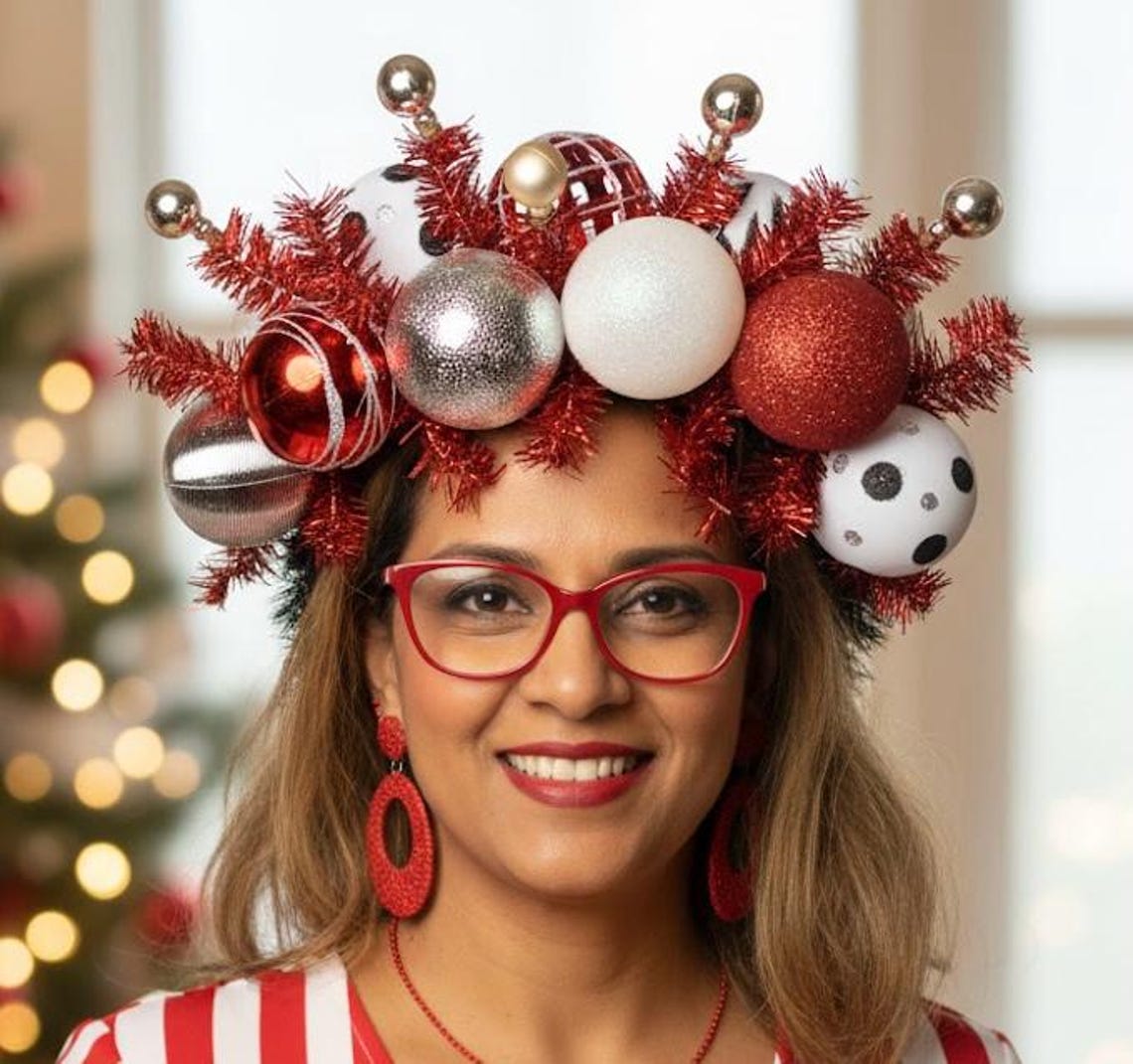 Holiday Party Crown Red Christmas Theme Party Headband - Etsy