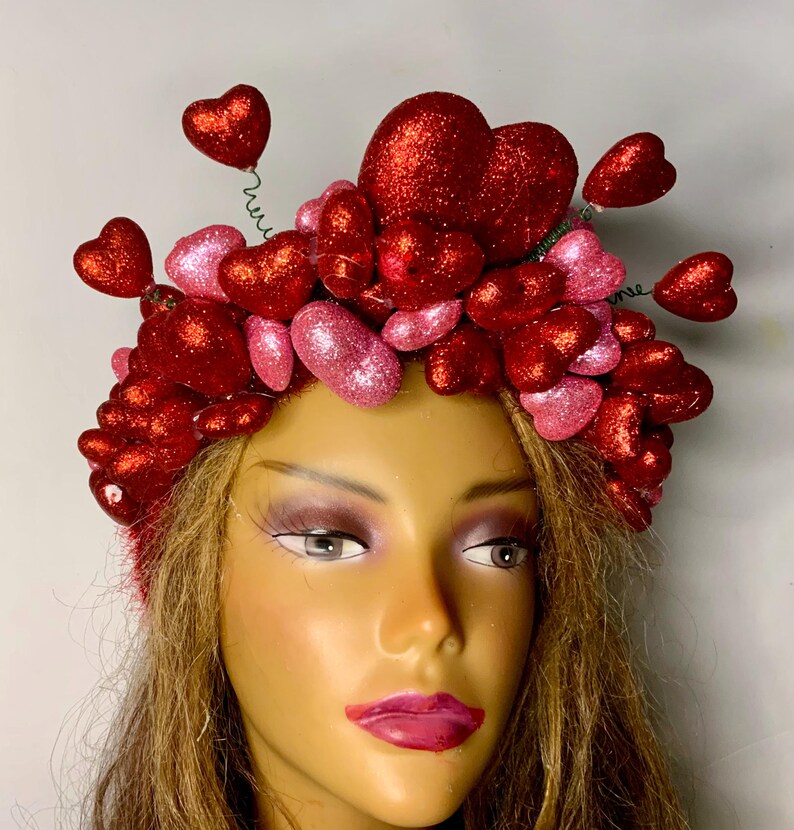Valentine’s Day Party Crown Red Hearts Headband Valentine’s Day Crown ...