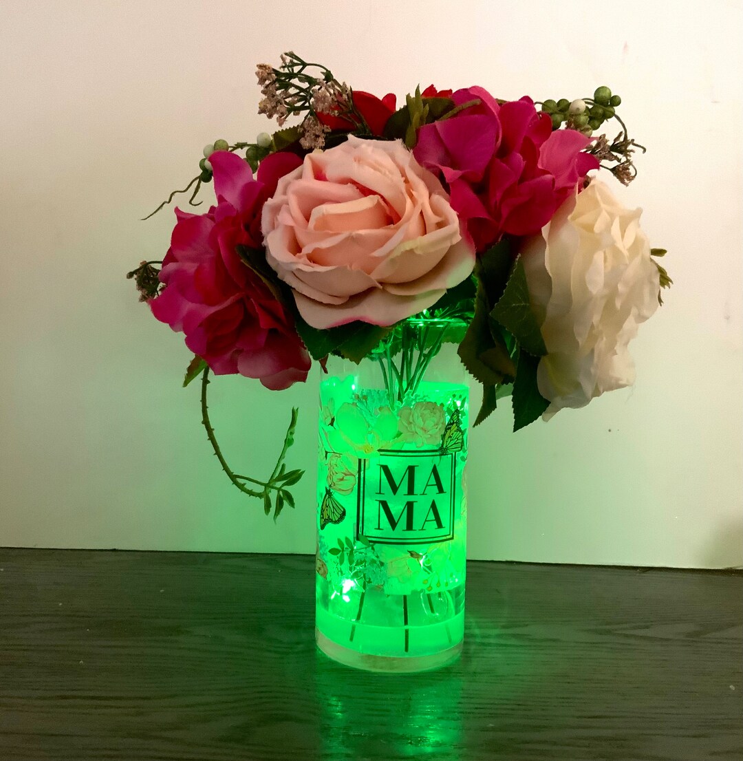 Rose Peony Arrangement, Light up Floral Vase, Mother's Day Gift - Etsy
