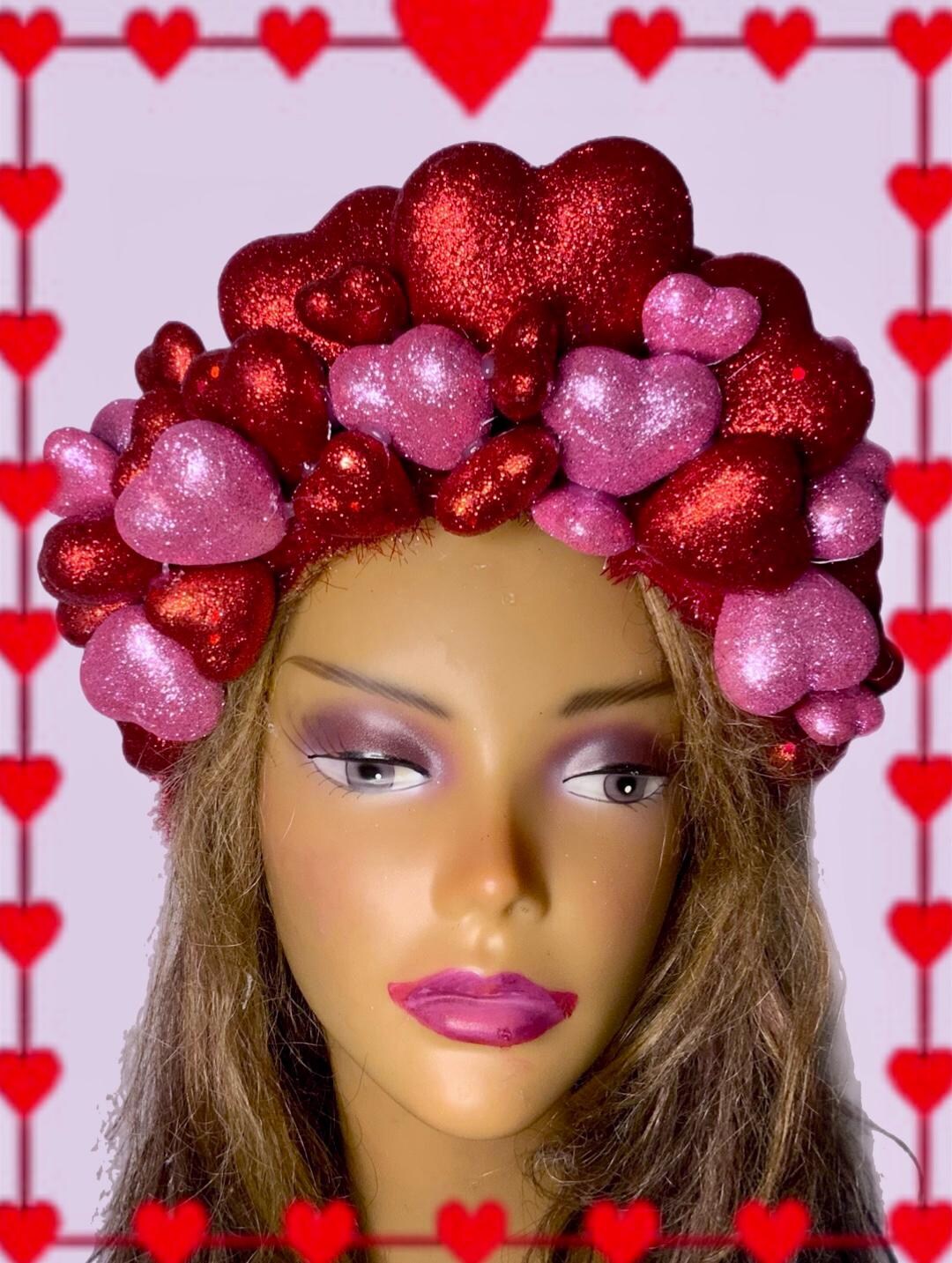 Valentine’s Day Party Crown Red Hearts Headband Valentine’s Day Crown ...