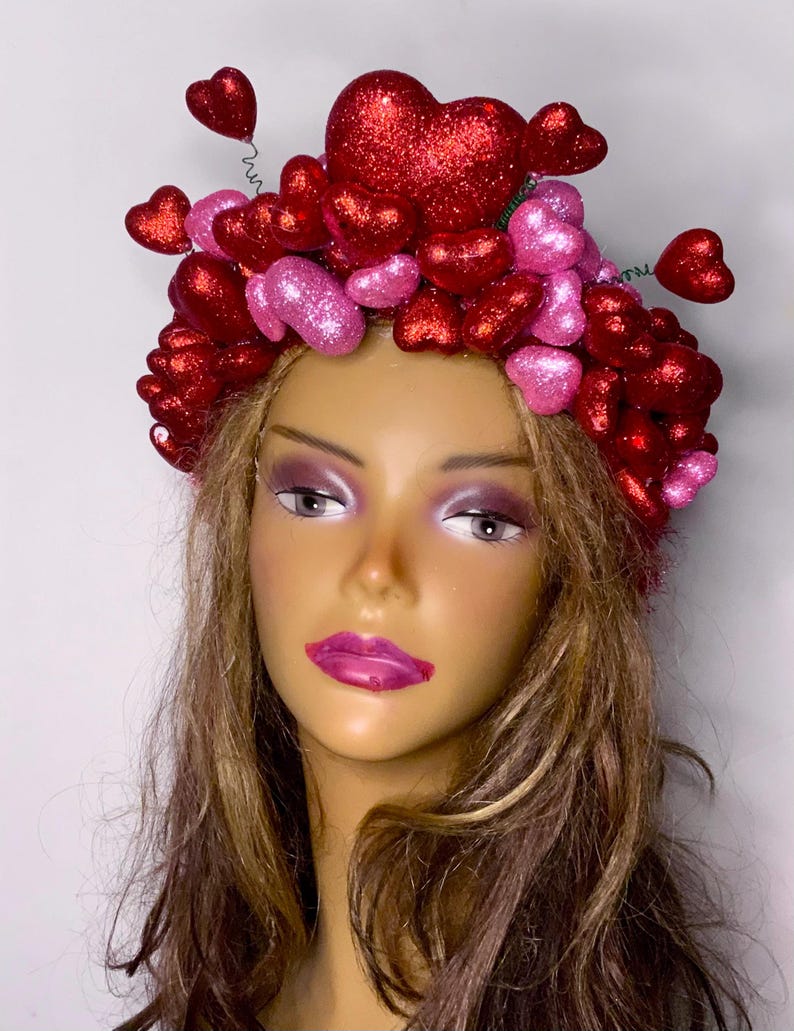 Valentine’s Day Party Crown Red Hearts Headband Valentine’s Day Crown ...