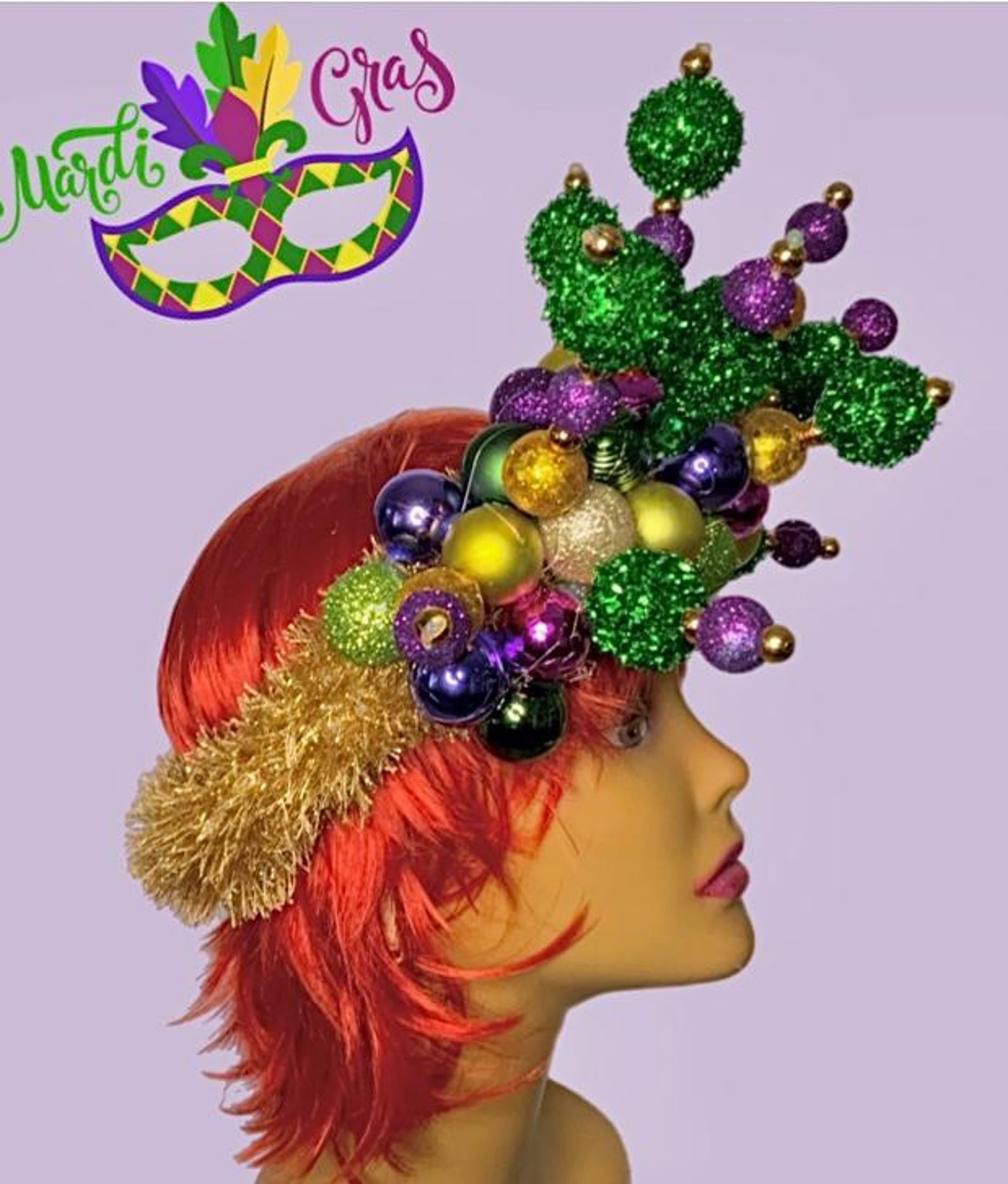 Mardi Gras Headdress, Mardi Gras Crown, Fat Tuesday Headdress, New ...