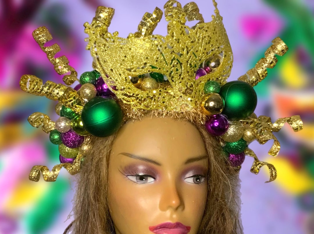 Mardi Gras Headdress, Mardi Gras Crown, Fat Tuesday Headdress, New ...