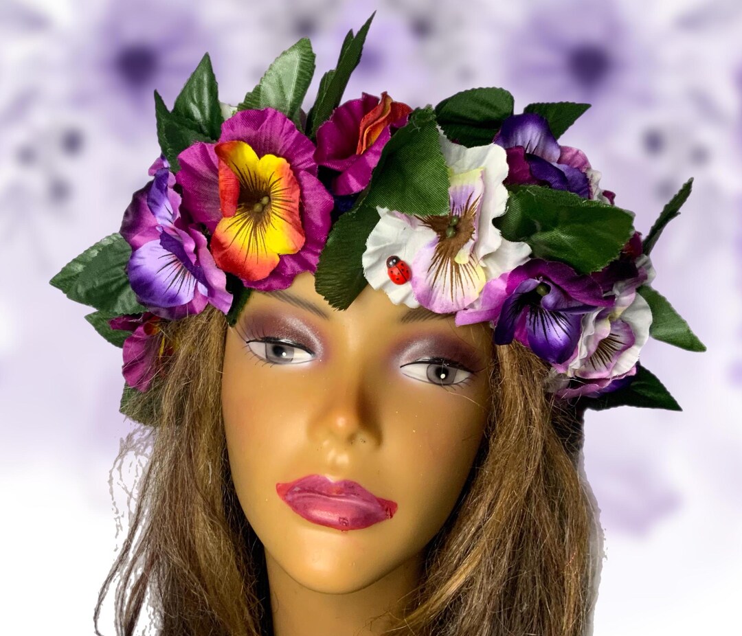 FULL HEAD Floral Headband Flowers Headdress Artificial Flowers Handmade ...