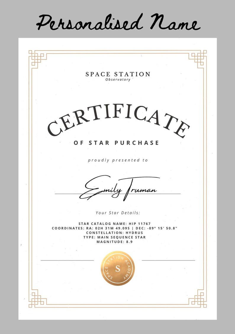 Personalized Star Certificate: Custom Constellation Gift (digital ...