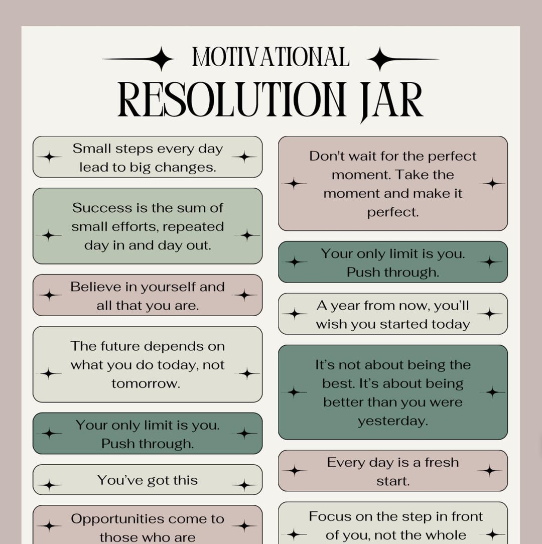New Year’s Resolutions Jar Cut-outs | Printable Motivational Resolution ...