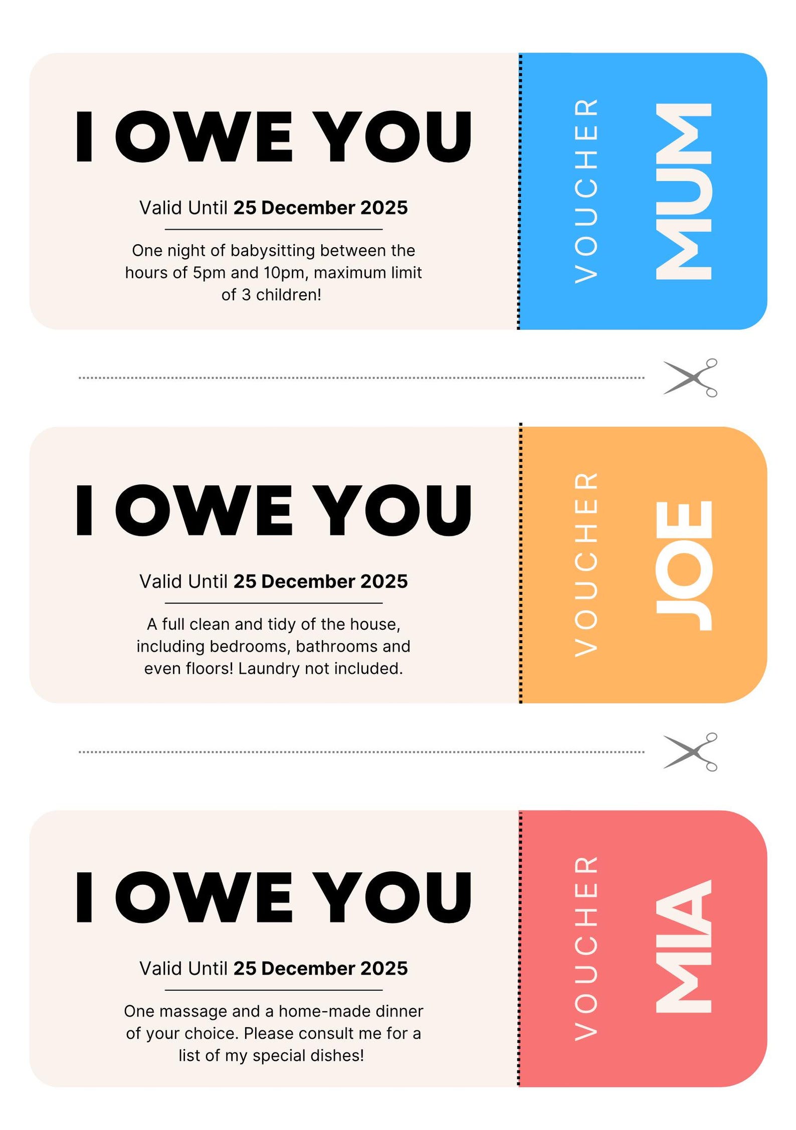 Printable IOU Voucher | Custom I Owe You | Custom Voucher | Digital ...