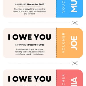 Personalised IOU Voucher - Digital Print at Home - Etsy