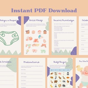 Printable Baby Shower Games Bundle Fun Gender-neutral Baby Shower ...