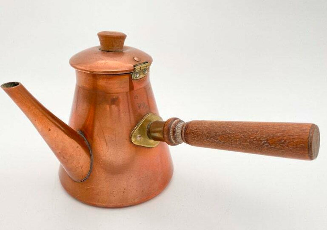 Vintage Copper Coffee Pot With Wooden Handle, Copper Coffee Maker - Etsy