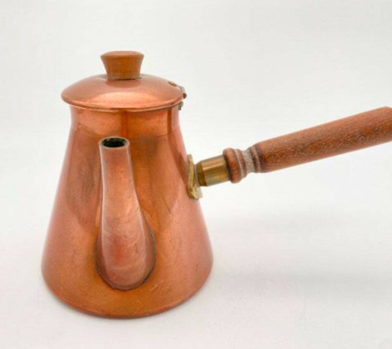 Vintage Copper Coffee Pot With Wooden Handle, Copper Coffee Maker - Etsy