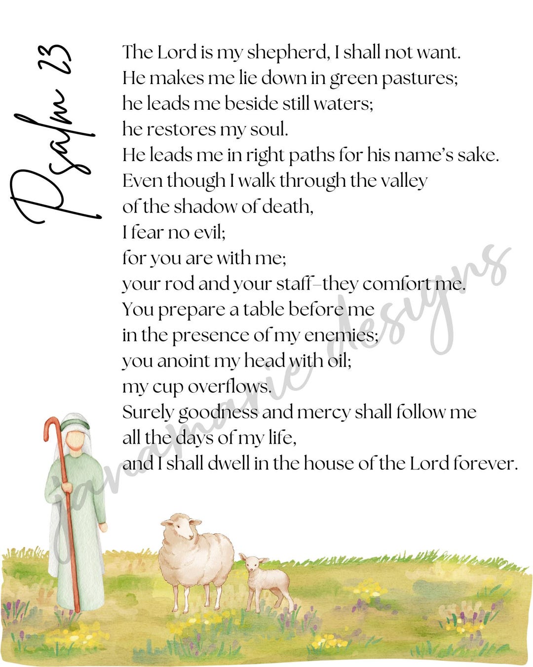 Psalm 23 Printable - Etsy