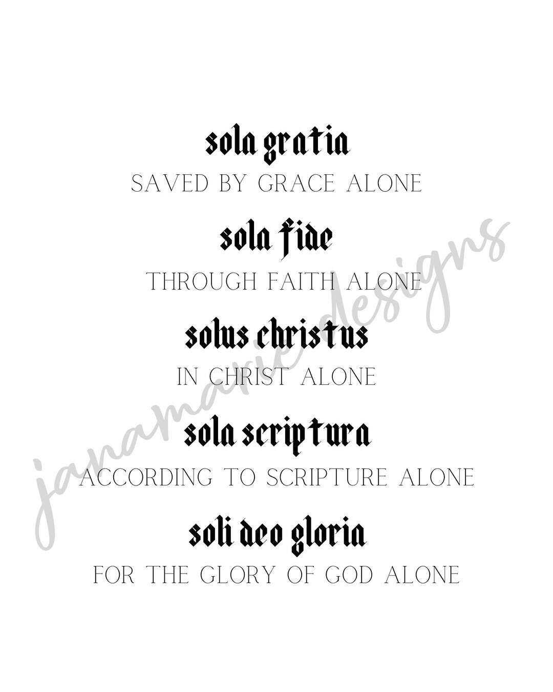 Five Solas Printable Wall Art - Etsy