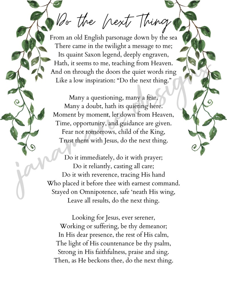 Do the Next Thing Printable, Elisabeth Elliot Quote - Etsy