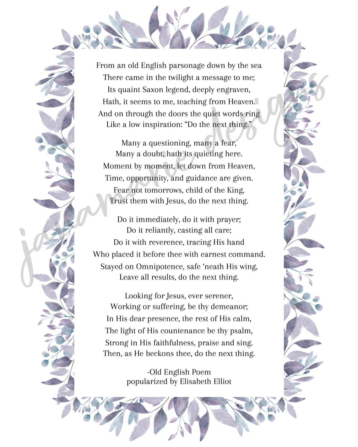 Do the Next Thing Poem Printable - Etsy