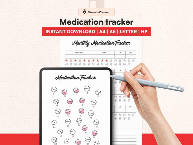 Medication Log Pill Organizer Monthly Tracker Health Wellness Journal ...