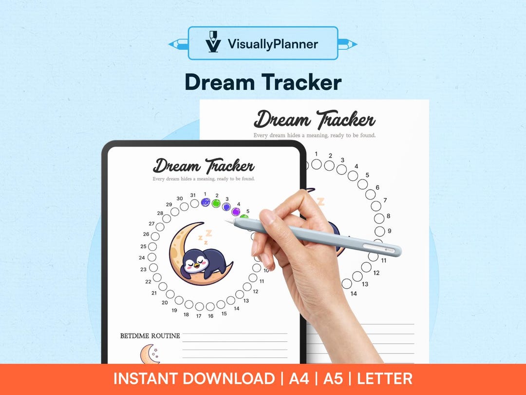 Printable Planner - Dream Tracker - Sleep Diary - Tracker Journal Page ...