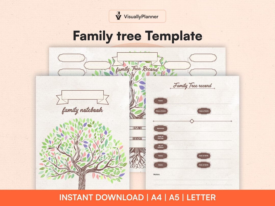 Family Tree Template: Genealogy Digital Planner Pages (instant Download ...