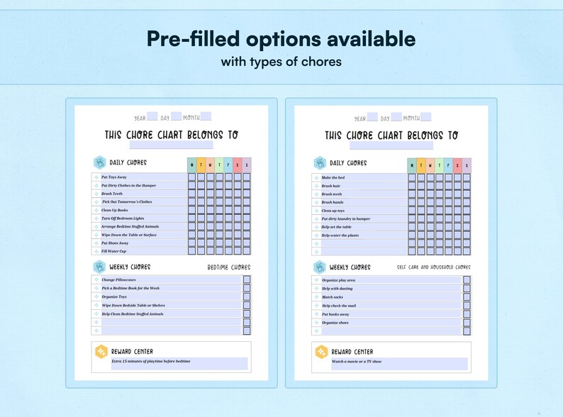 Kids Chore Chart, Editable Chore Chart, Editable Template ...