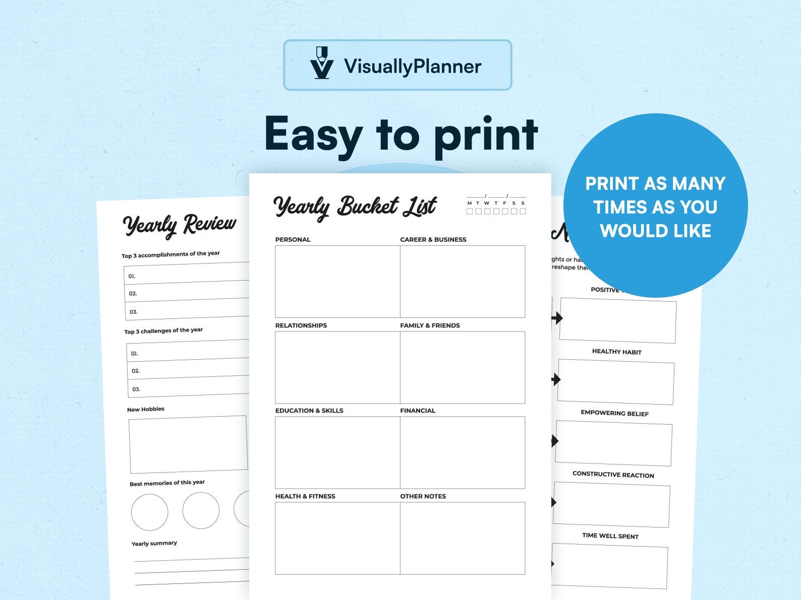 End of the Year, Bundle, Digital Planner Pages, Yearly Goals, New Year ...