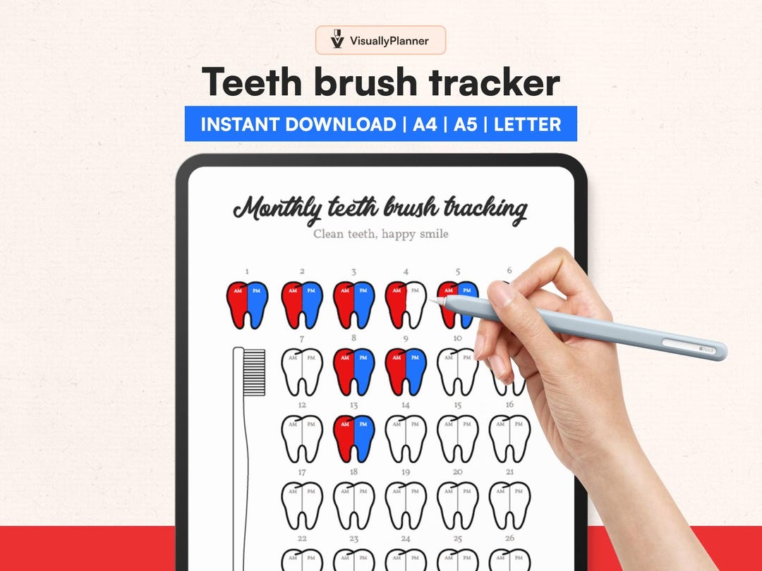 Teeth Brushing Tracker, Habit Tracker, Printable PDF - Etsy