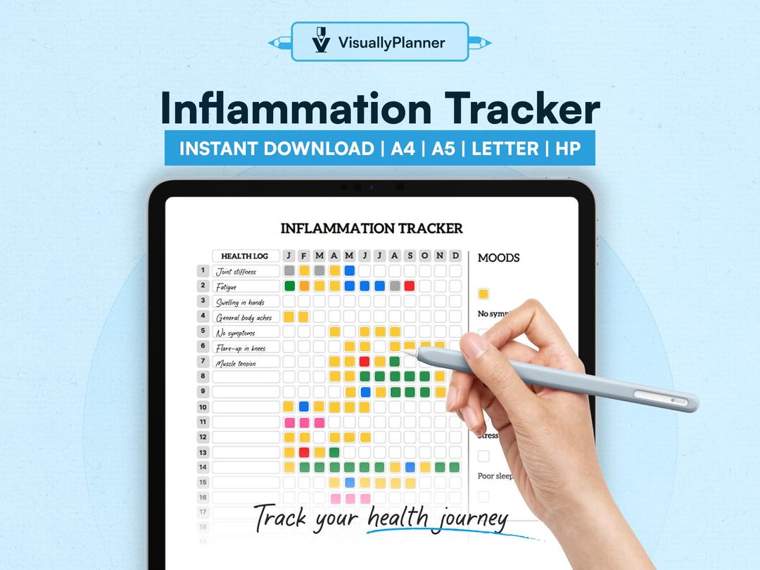 Inflammation Tracker Printable Journal Page Health Pain Log Planner ...