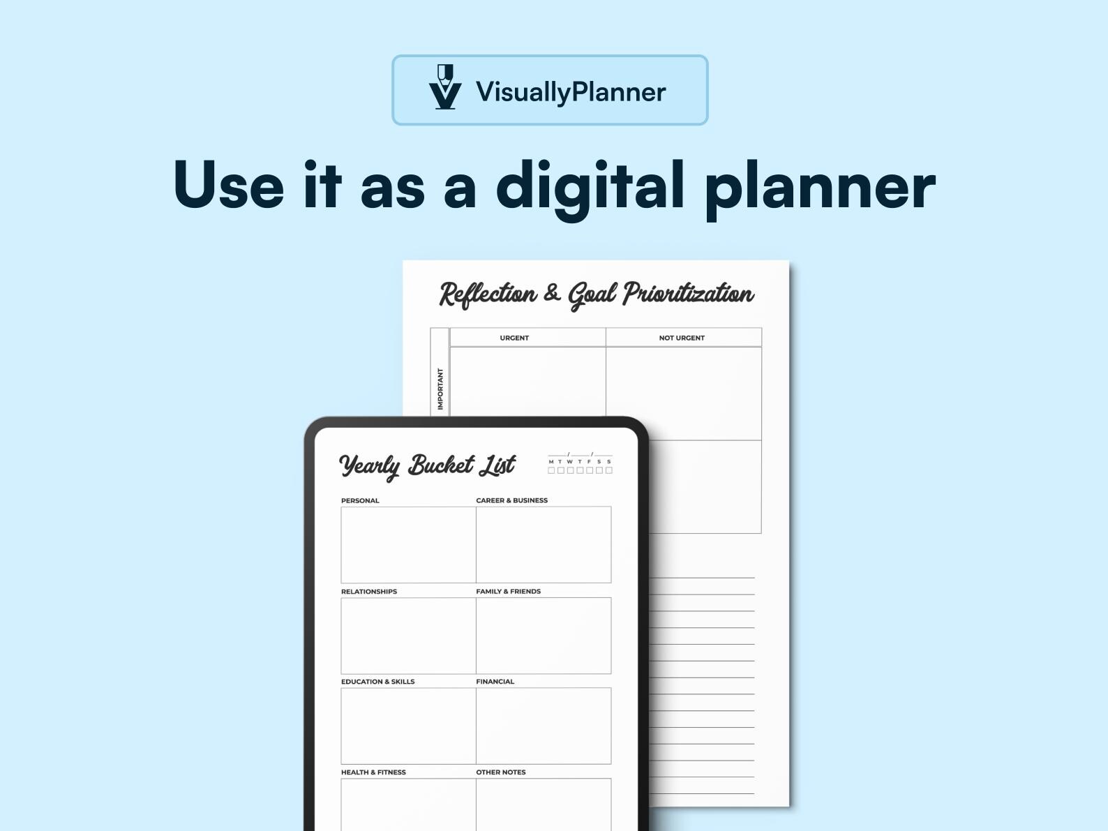 End of the Year, Bundle, Digital Planner Pages, Yearly Goals, New Year ...