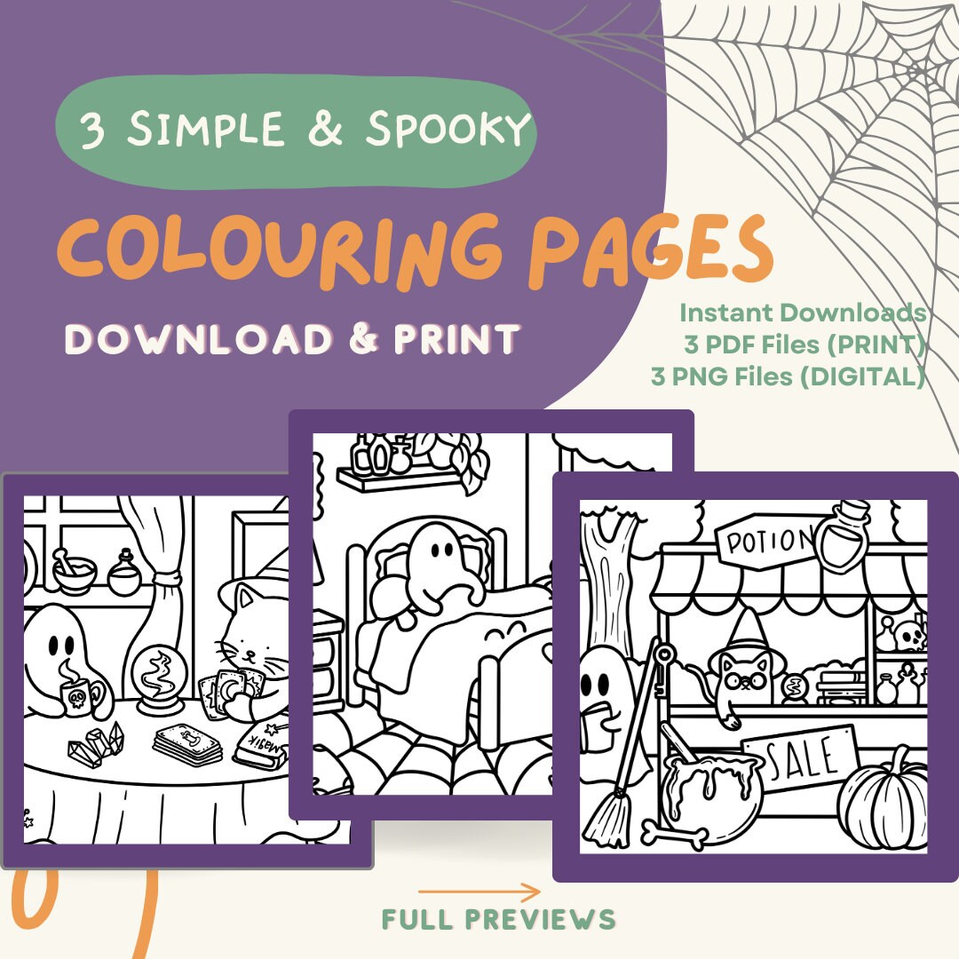 Spooky Colouring Page for All Ages | Halloween Colouring Page Printable ...