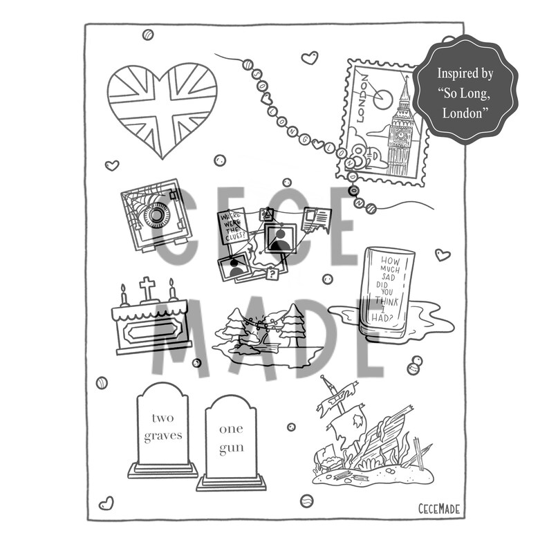 Taylor Swift Tortured Poet Department Colouring Pages | Swifties ...