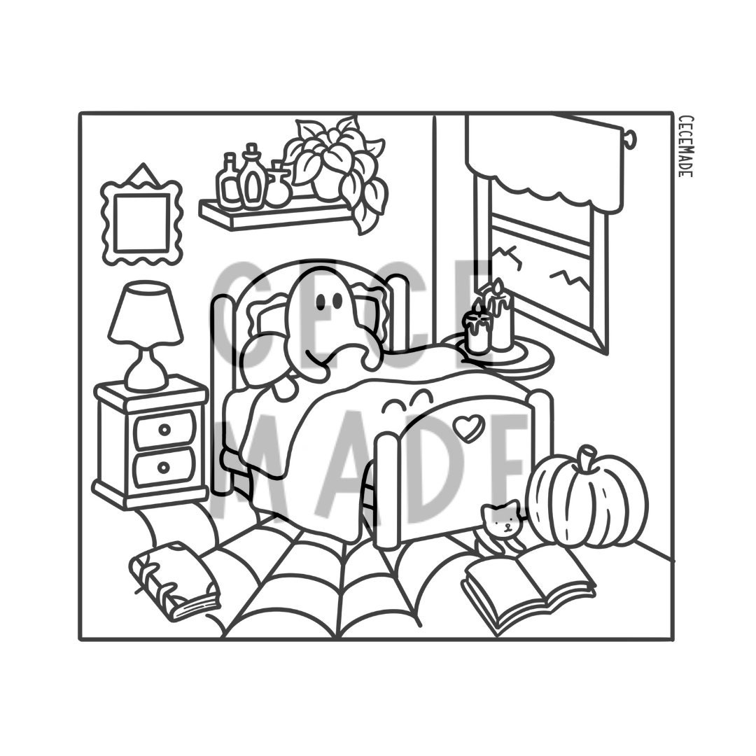 Spooky Colouring Page for All Ages | Halloween Colouring Page Printable ...