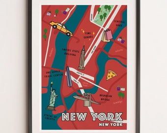 New York City Illustrated Map - Etsy